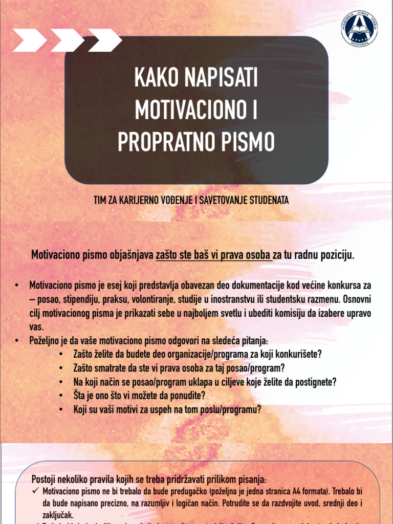 Motivaciono Pismo 1 | PDF