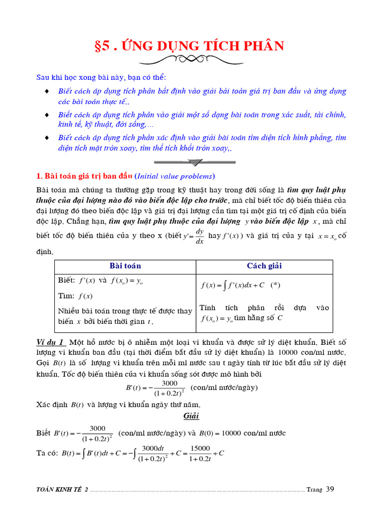 Chương 3-Bài 5 - NG D NG Tích Phân | PDF