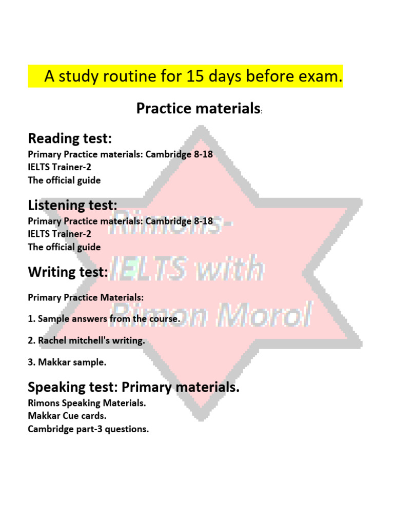 15-Day IELTS Preparation Guide | PDF | International English Language ...
