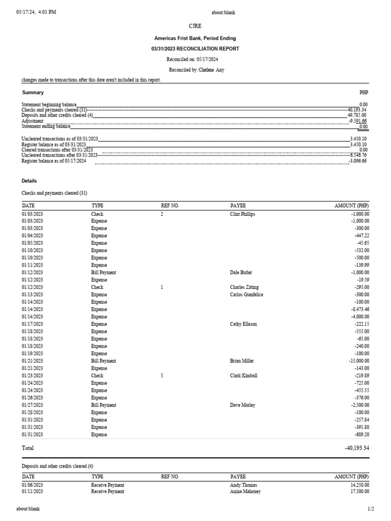 Recon AF | PDF | Payments | Money
