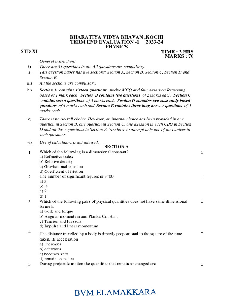 STD XI - TEE - Physics | PDF | Rotation Around A Fixed Axis | Torque