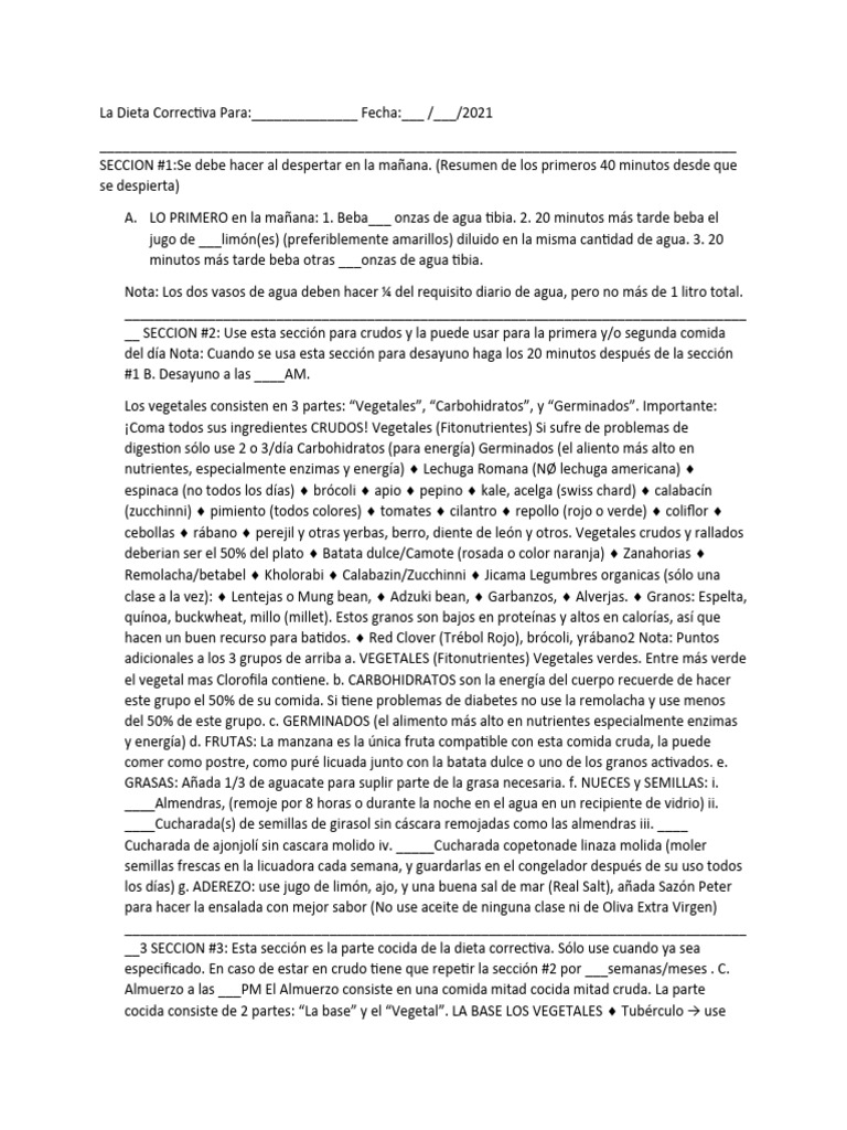 La Dieta Correctiva para La Salud | PDF | Alimentos | Productos lácteos