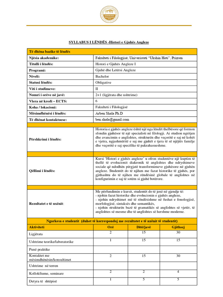 Histori e Gjuhes Angleze 1 | PDF