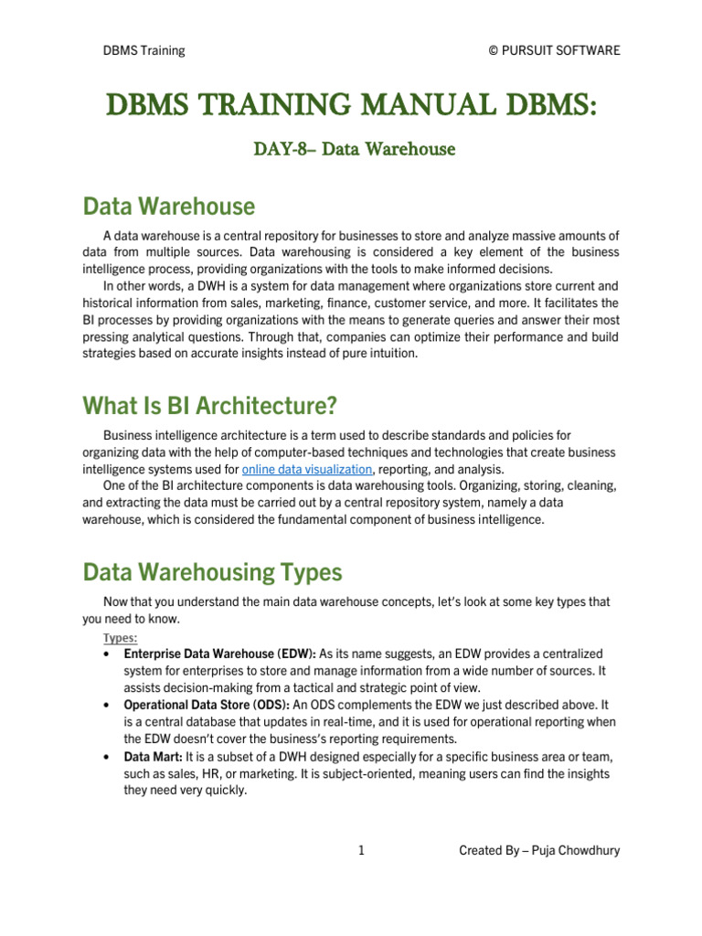 Data Warehouse 1 | PDF | Data Warehouse | Business Intelligence