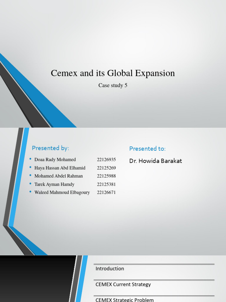 Case Study 5 Cemex And Its Global Expansion Pdf Sustainability Debt