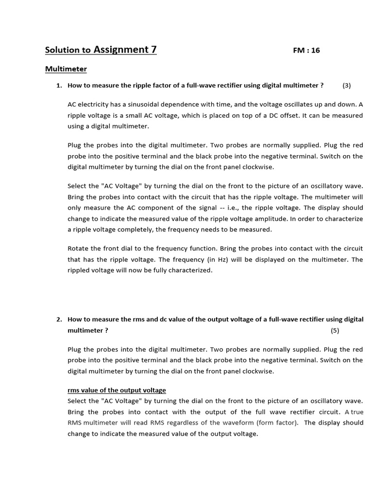 Solution - Assignment 7 - Electronic Measurements | PDF | Vacuum Tube ...