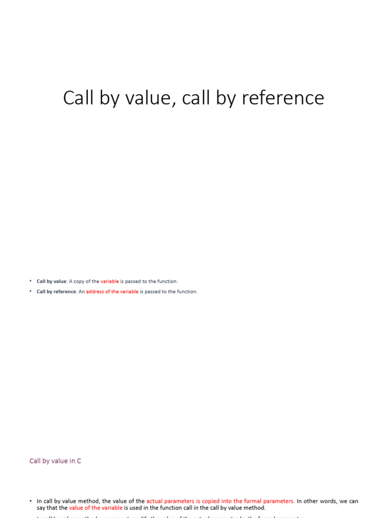 4.4 Call by Value | Download Free PDF | Pointer (Computer Programming) | Parameter (Computer ...
