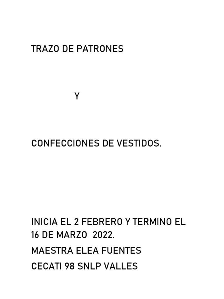 TRAZO DE PATRONES de Vestidos | PDF
