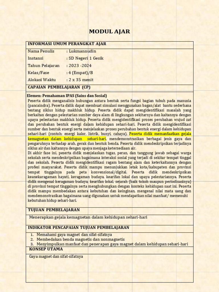 Modul Ajar KPS | PDF | Sains & Matematika