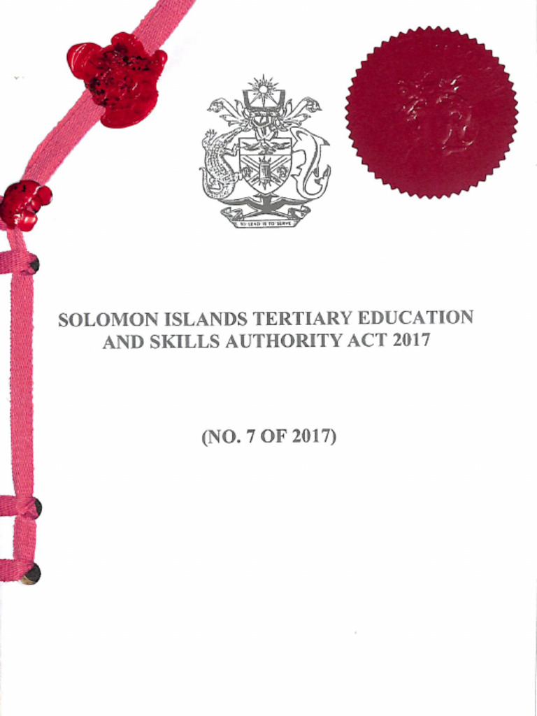 Solomon Islands Tertiary Education and Skills Authority Act 2017 | PDF