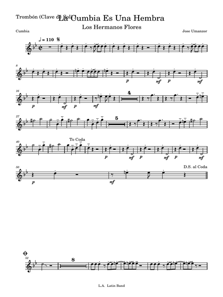 La Cumbia Es Una Hembra-Trombón (Clave de Sol) 1 | PDF