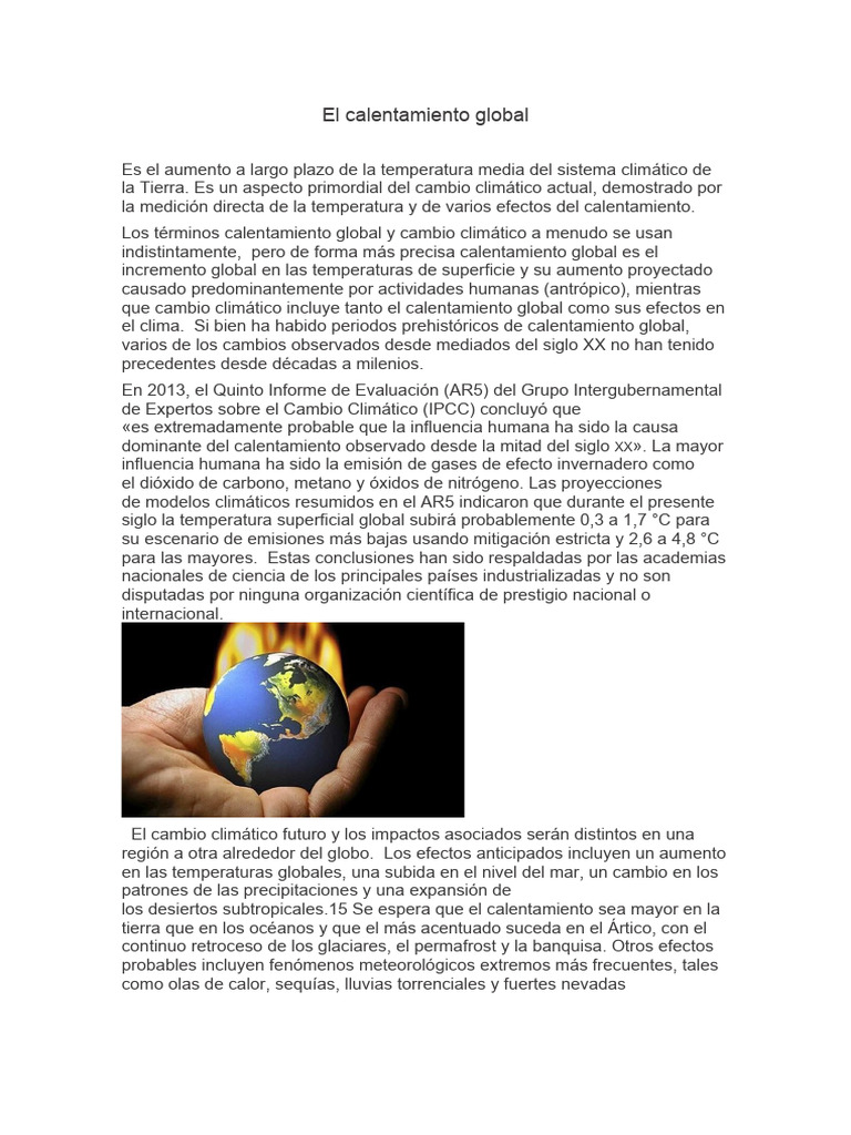 Calentamiento Global: Causas y Efectos | PDF | Cambio climático ...