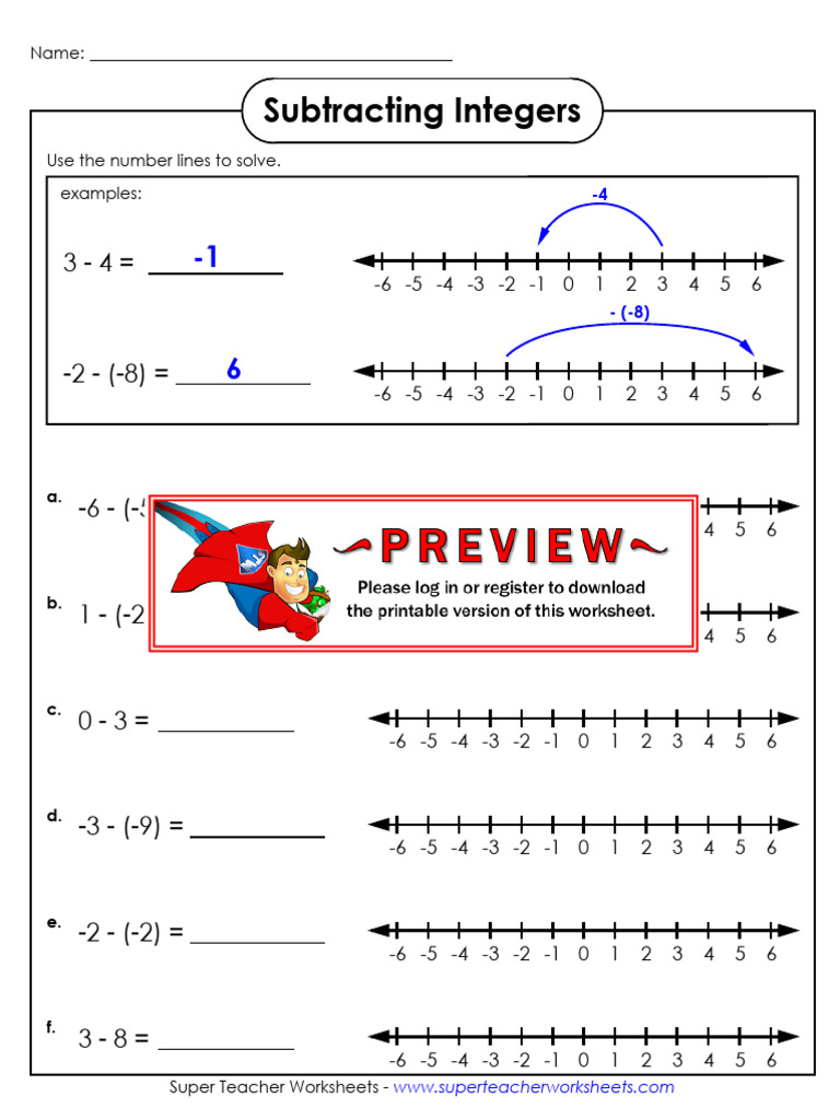 Subtracting Integers Worksheet Guide | PDF | Mathematics | Arithmetic