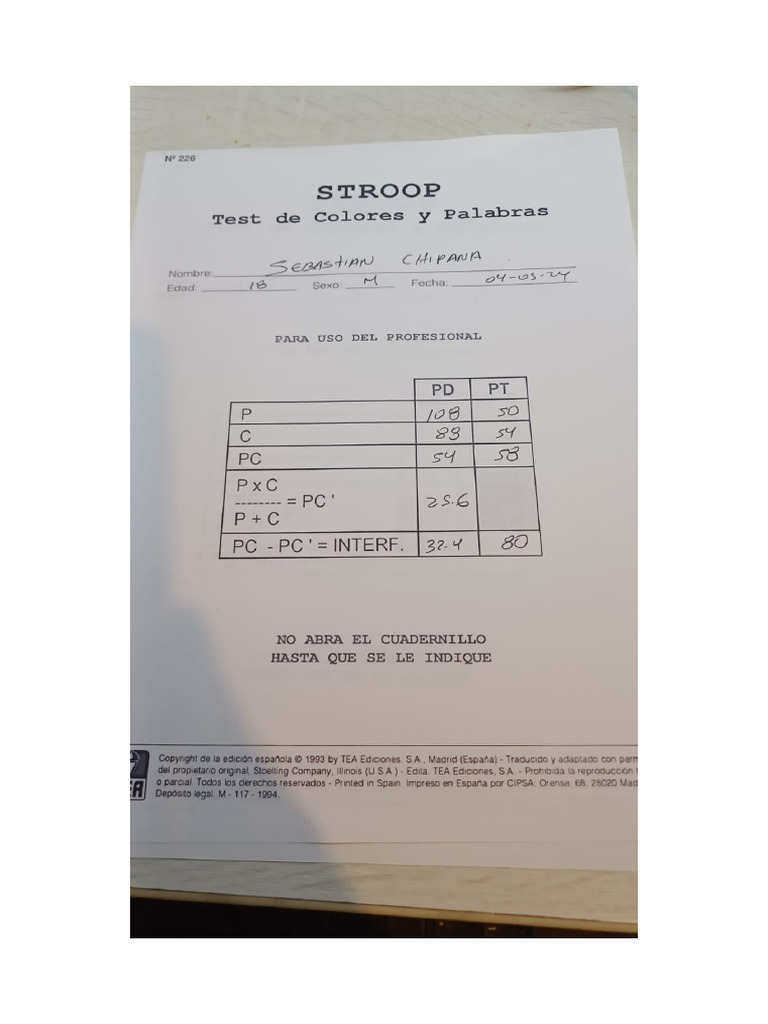 Informe Stroop - Mini-Mental | PDF | Las emociones | Conceptos psicologicos