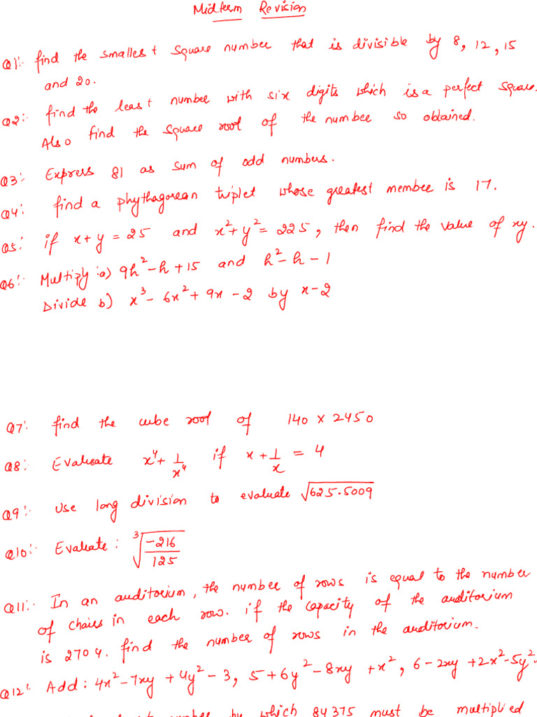 8 Midterm Rev 2 Maths 1 | PDF