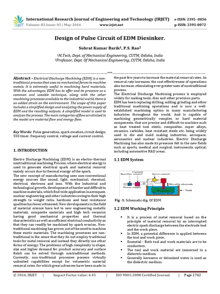 Design of Pulse Circuit of EDM Diesinker | PDF | Electron | Plasma ... Design of Pulse Circuit of EDM Diesinker | PDF | Electron | Plasma ...