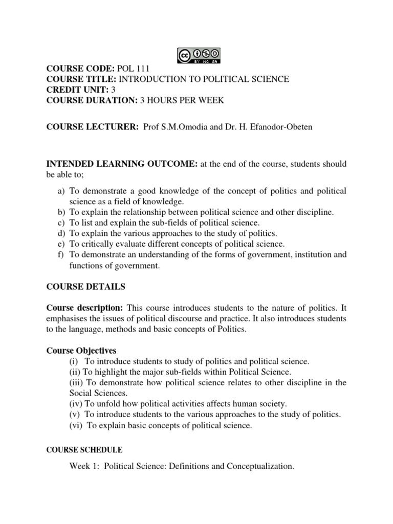 Introduction to Political Science Course | PDF | Science | Political ...