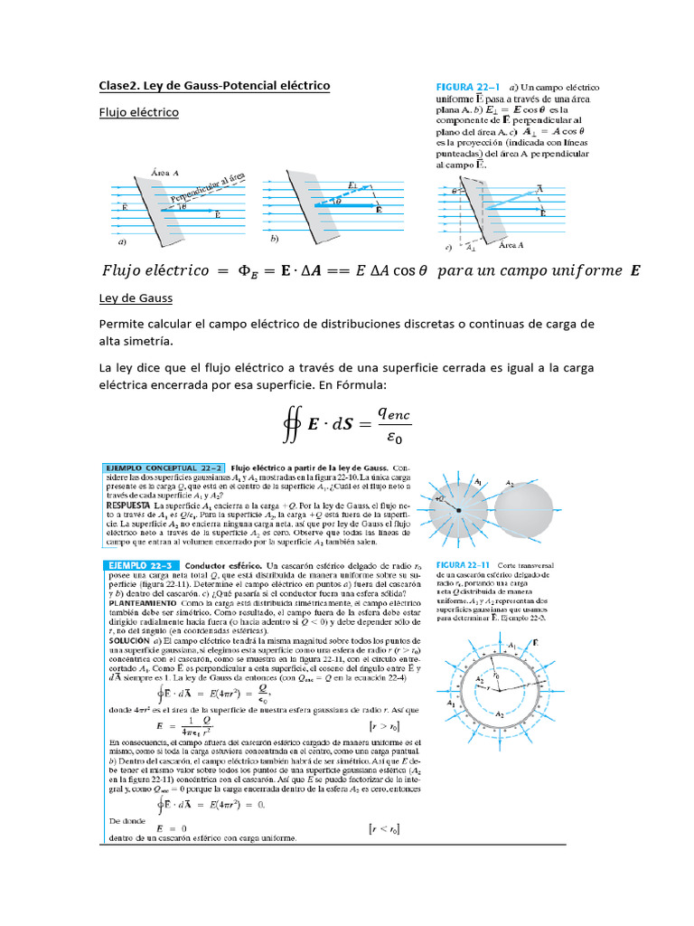 Clase2. Ley de Gauss-Potencial Eléctrico | PDF