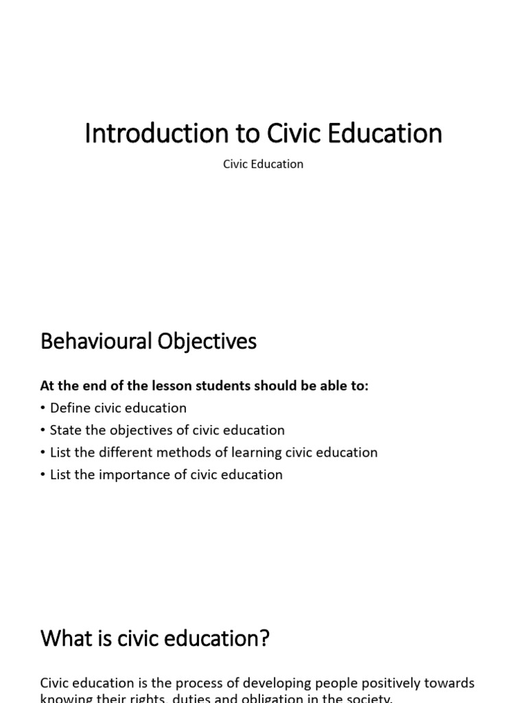 Introduction To Civic Education | PDF