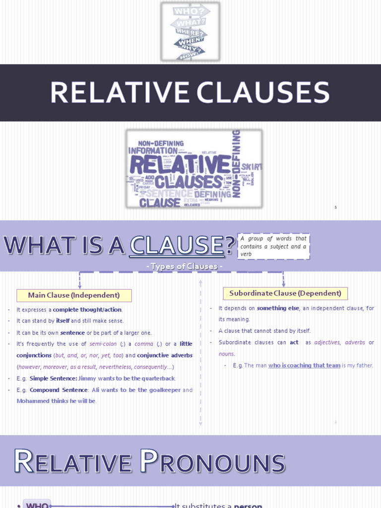 Relative Clauses Powerpoint Explanation Grammar Guides - 64676 | PDF ...