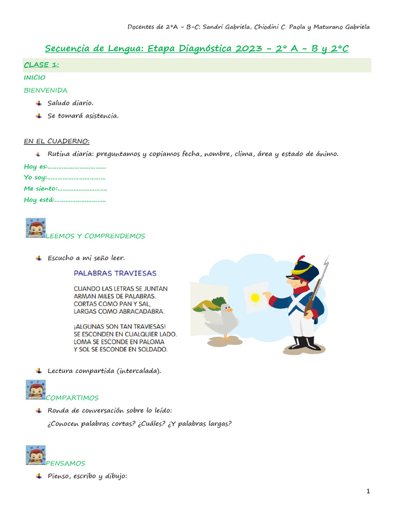 SECUENCIA DE LENGUA DIAGNÓSTICO 2023.docx Versión 1 | PDF