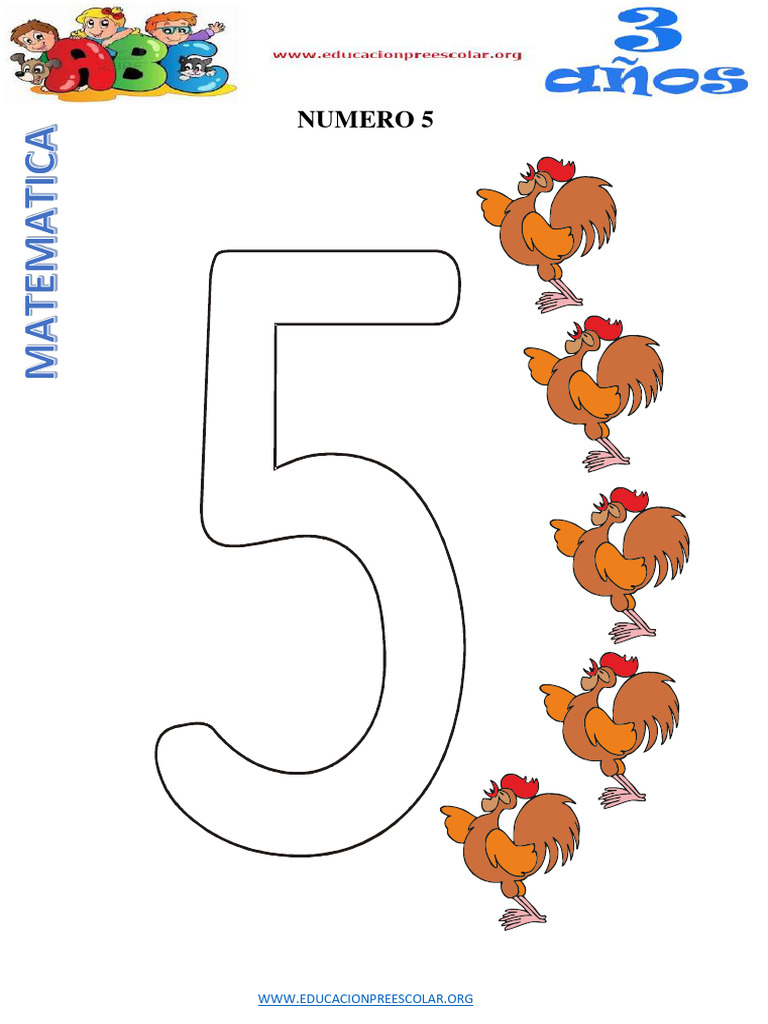 Repaso y coloreo del número 5 | PDF