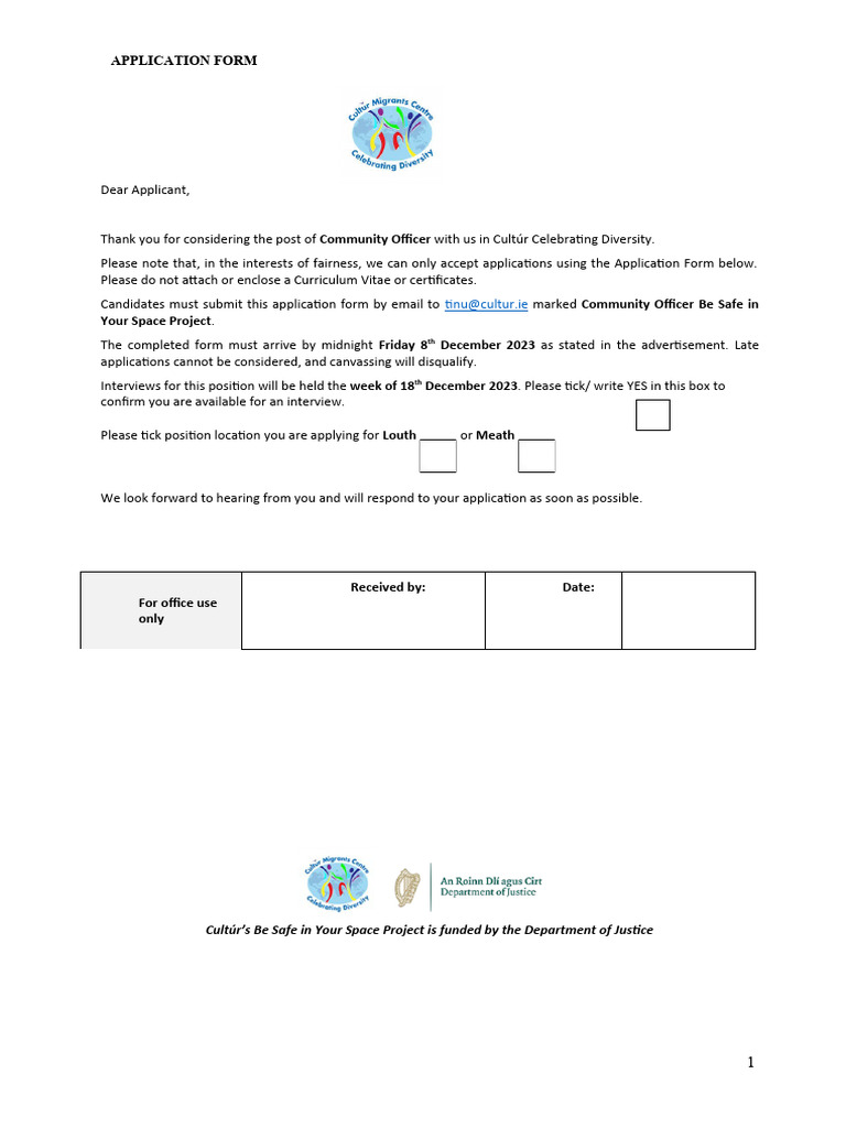 Community Officer Application Form | PDF