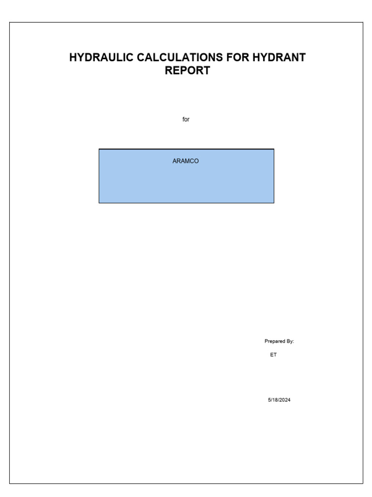 Hydraulic Calculation Hydrant Site Report Upgrade Security Facilities ...