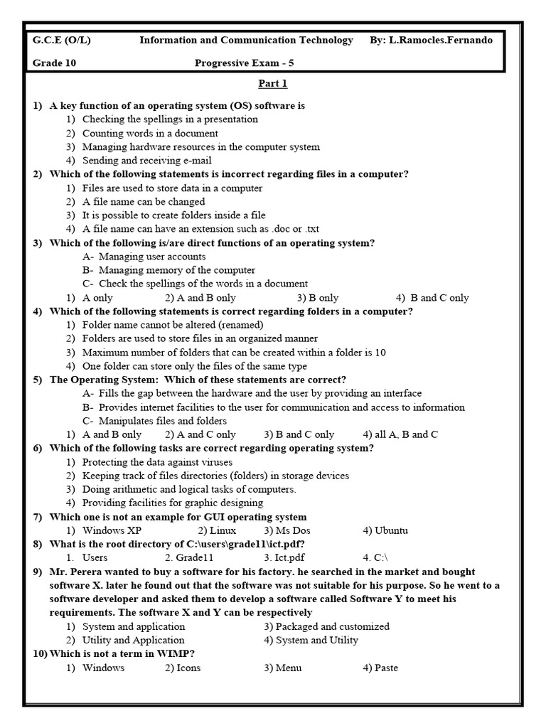 Exam 5 | PDF | Computer File | Operating System