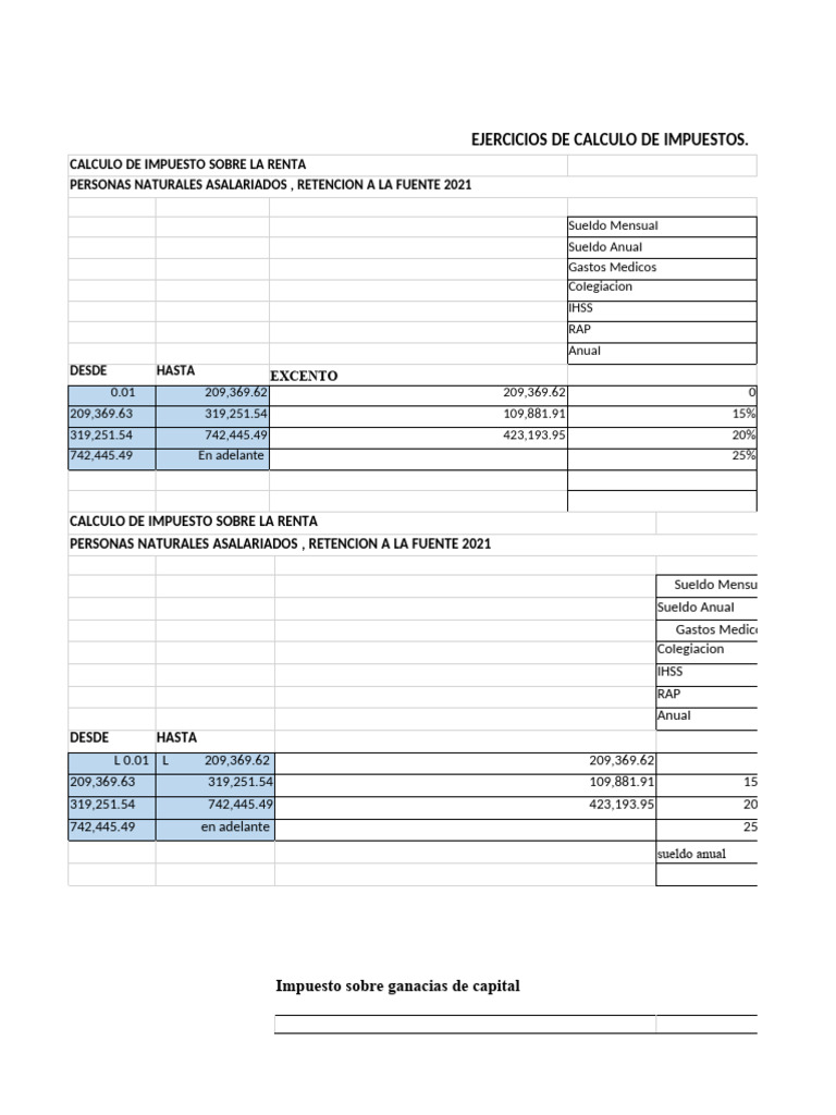 Ejercicios de Impuestos Sobre La Renta Venta y Activo Neto | Descargar gratis PDF | Impuesto ...