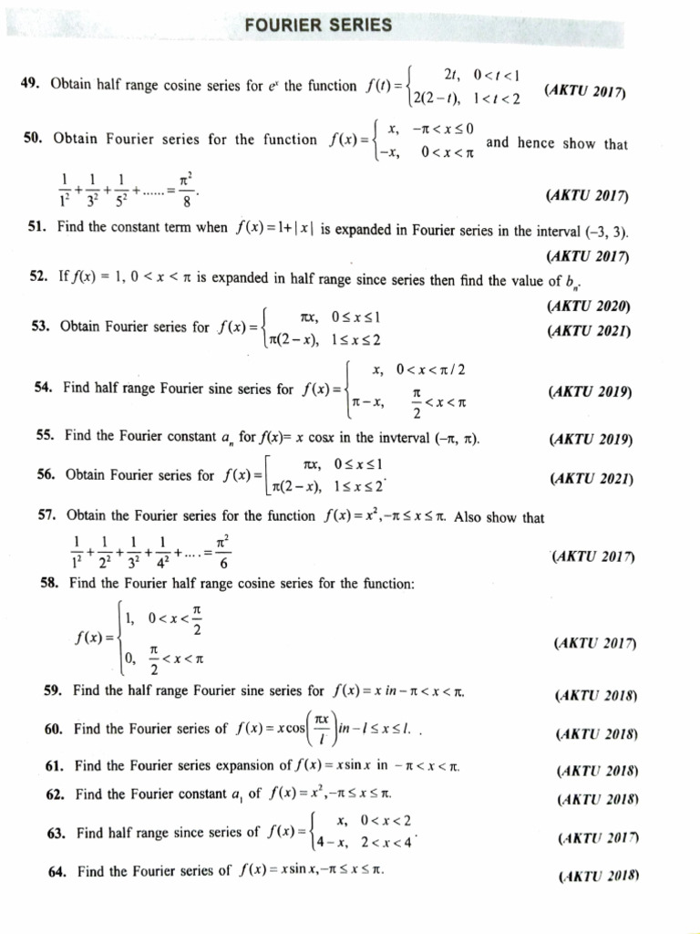 University Question - Fourier Series | PDF | Teaching Methods ...
