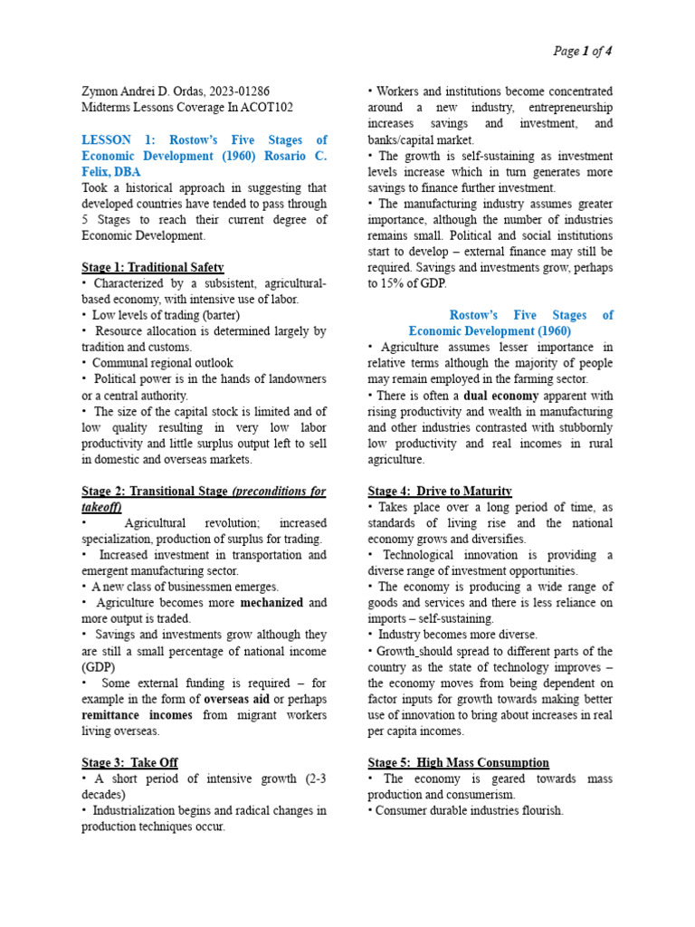 My Reviewer in Economic Development 1 | PDF | Economic Growth | Neoclassical Economics
