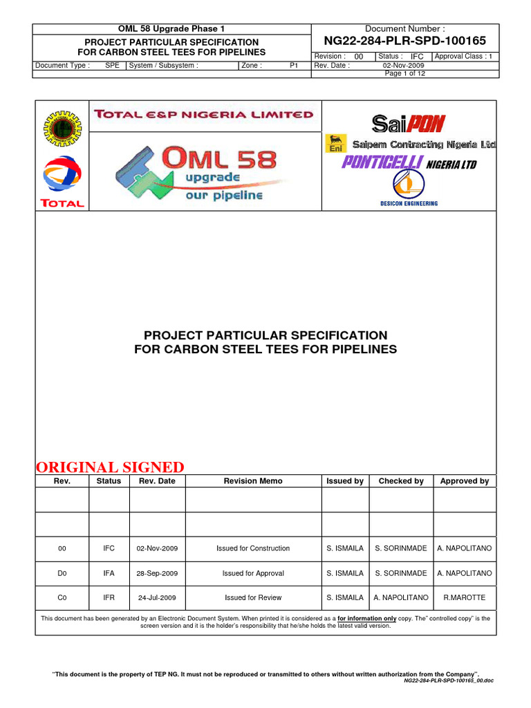 NG22 284 PLR SPD 100165 - 00 | PDF | Pipe (Fluid Conveyance) | Steel