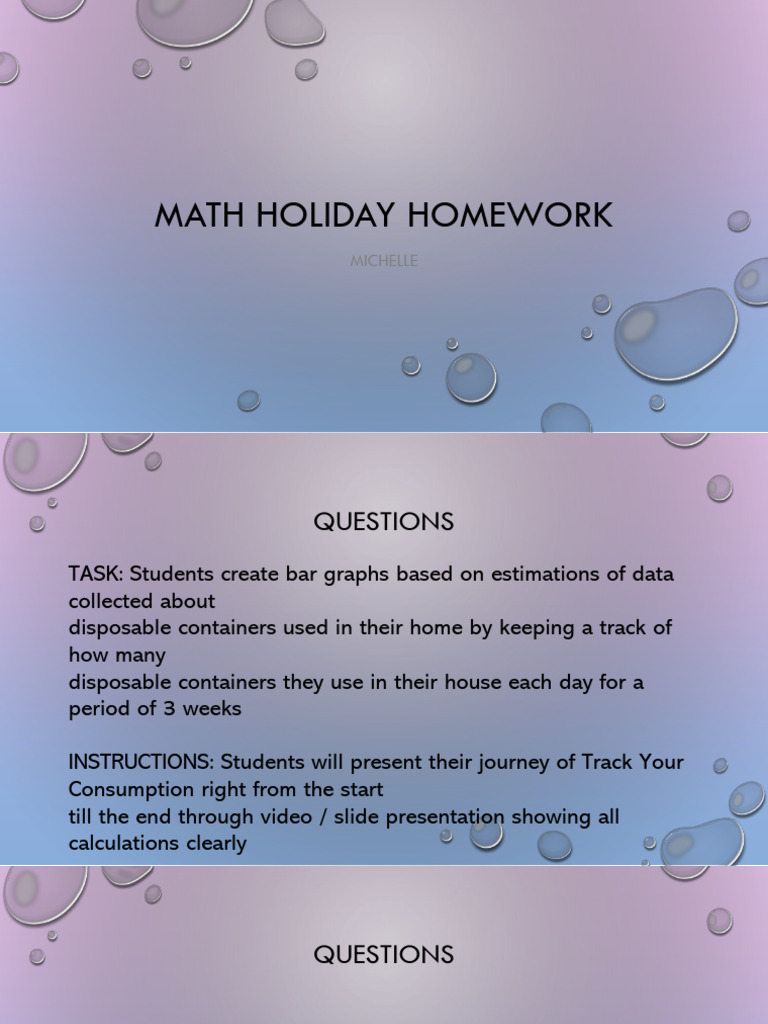 Math Holiday Homework | Download Free PDF | Reuse | Recycling