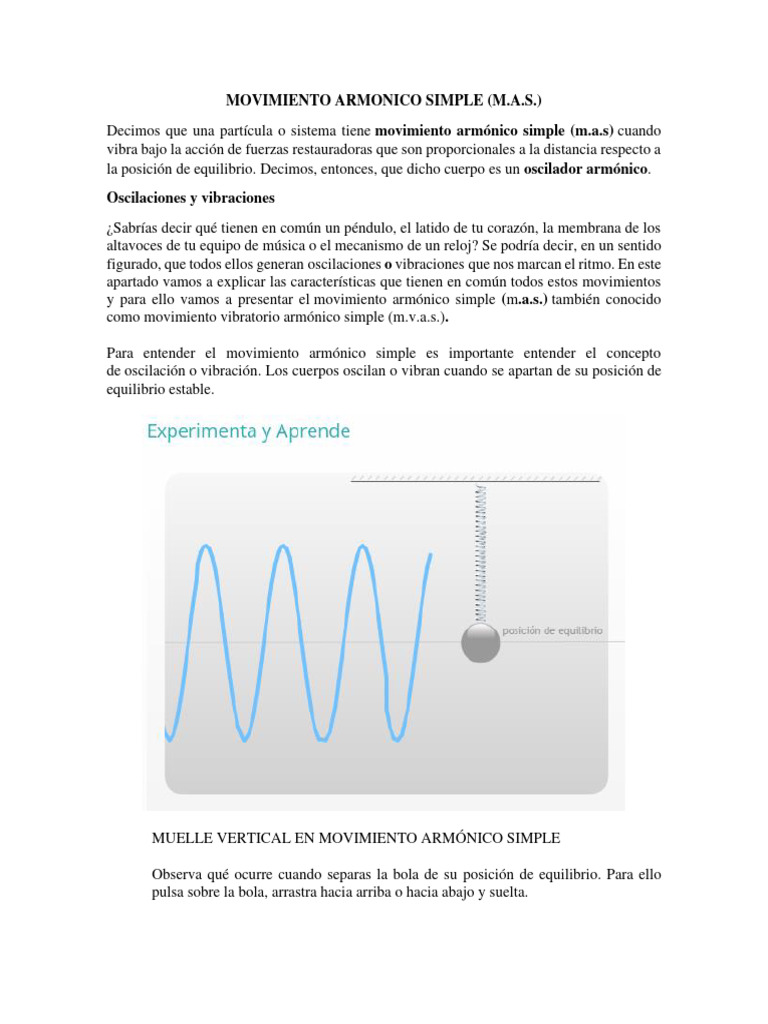 Movimiento Armonico Simple | Descargar gratis PDF | Oscilación | Péndulo