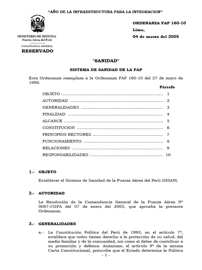 ORD - FAP - 160 - 10 Sistema de Sanidad Fap | PDF | Hospital | Medicina