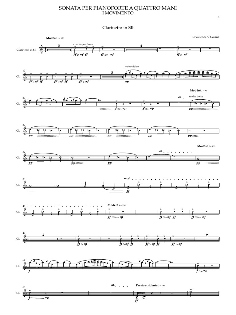CLARINETTO - Partitura Intera | PDF