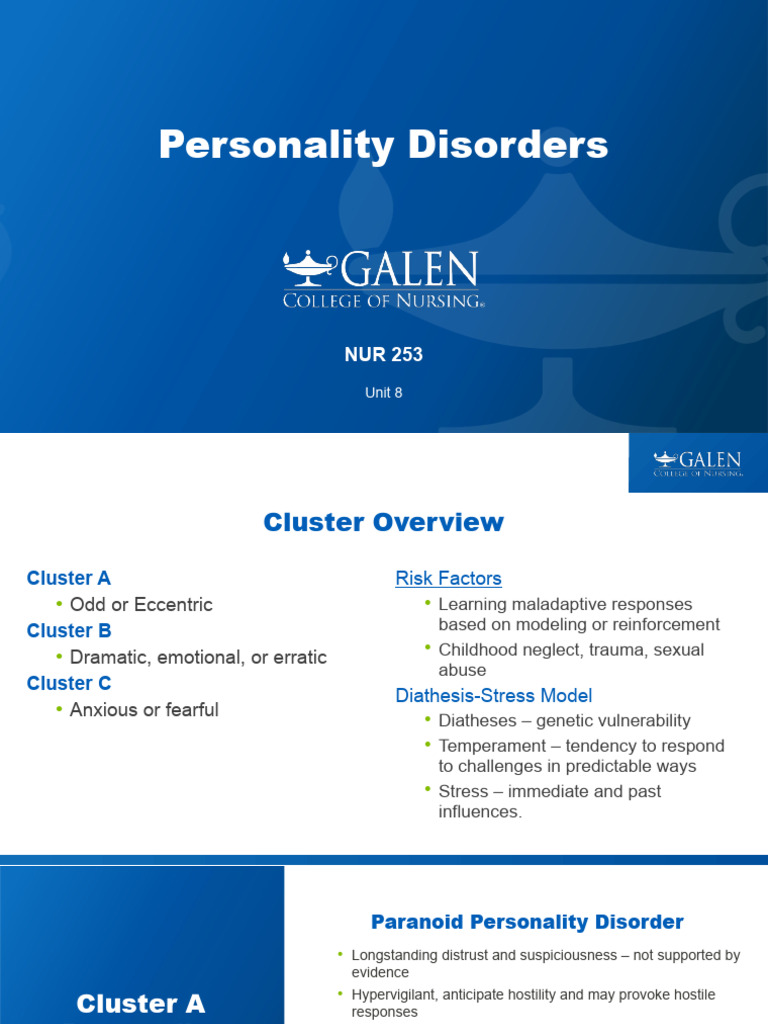 Personality Disorders NUR 253 Unit 8 (2023) Galen PPP | Download Free ...