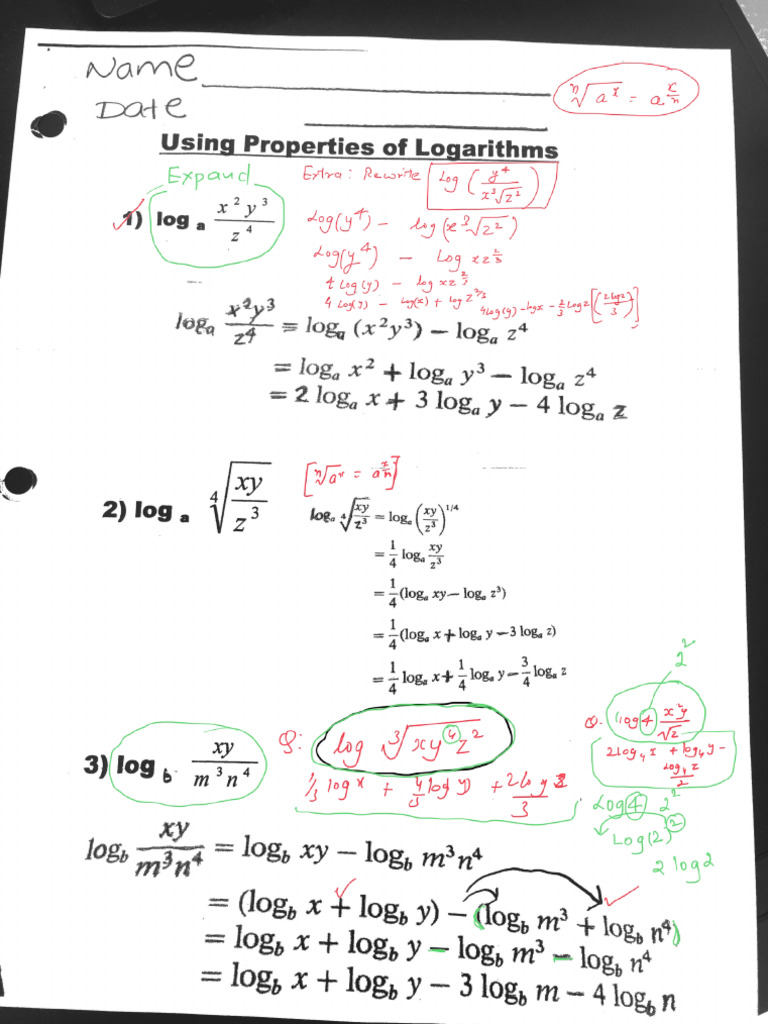 Log Answers Expanding and Simplifying | PDF
