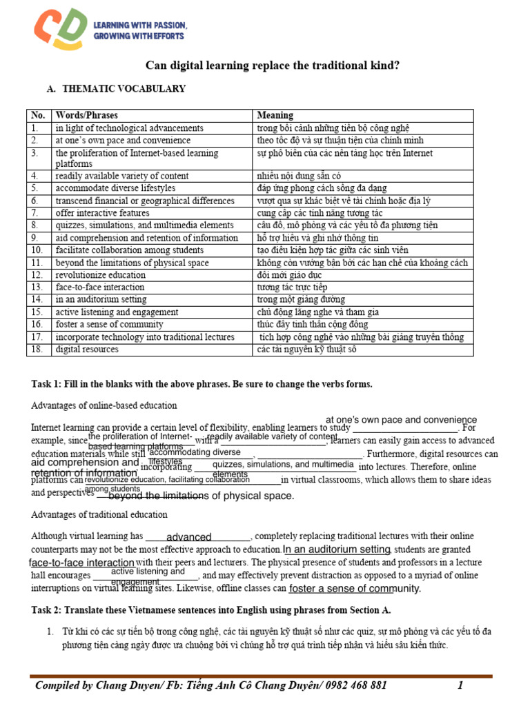 EDUCATION CHAPTER 2 (Phần A) -1 | PDF