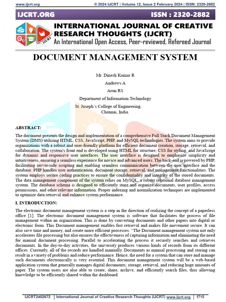 IJCRT2402672 | Download Free PDF | Client–Server Model | Databases