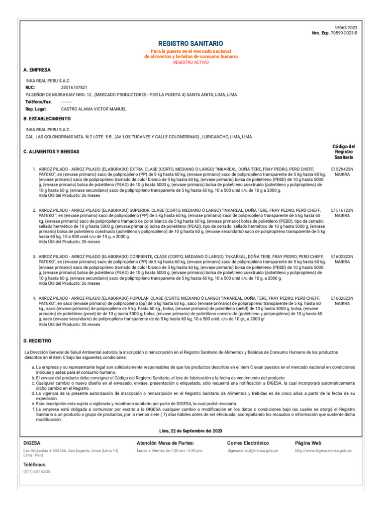 Digesa - Minsa.gob - Pe Expedientes Consulta Registro Sanitario - Aspx ...