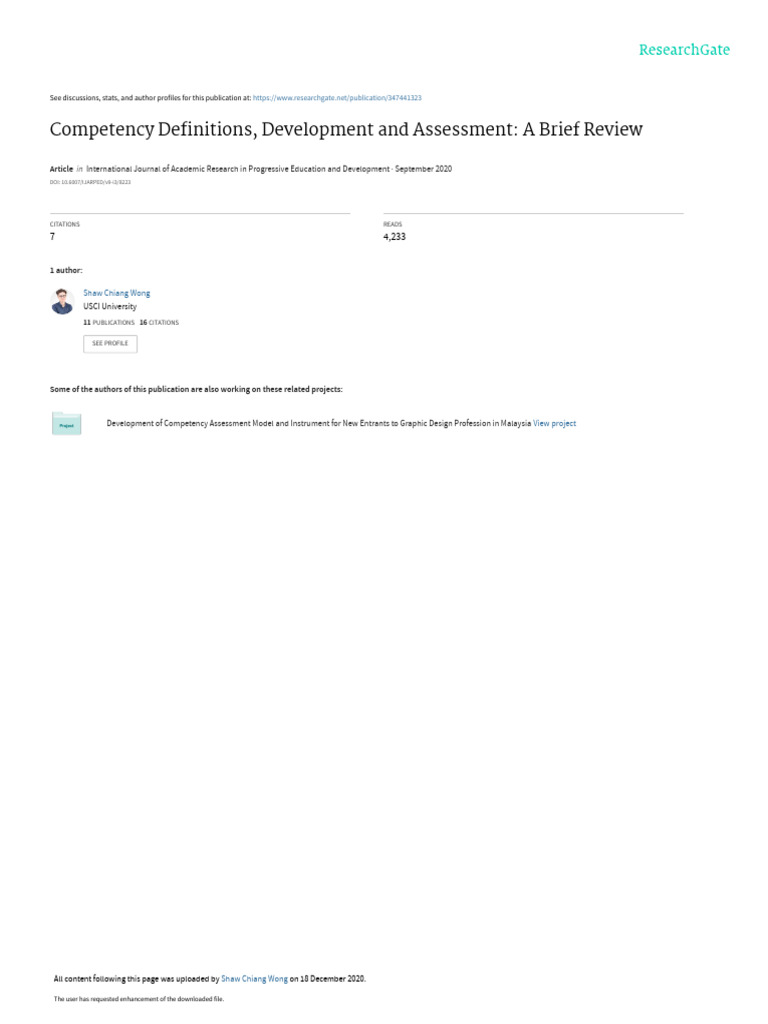 Competency Definitions Development Assessment - ABriefReview | PDF ...