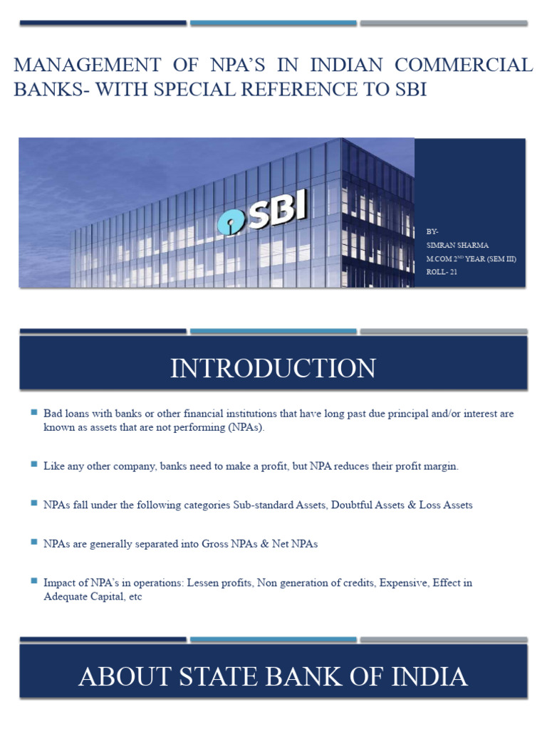 NPA Management in SBI: Analysis & Impact | PDF | Banks | Statistics