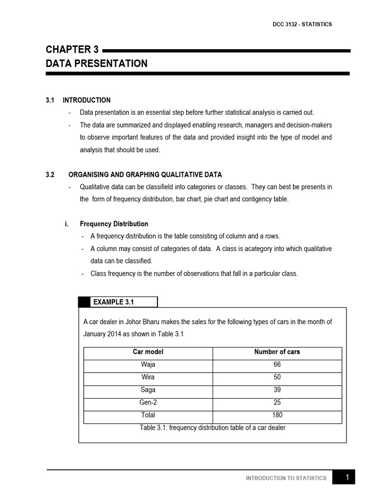 Chapter 3 - Data Presentation | PDF | Statistics | Pie Chart
