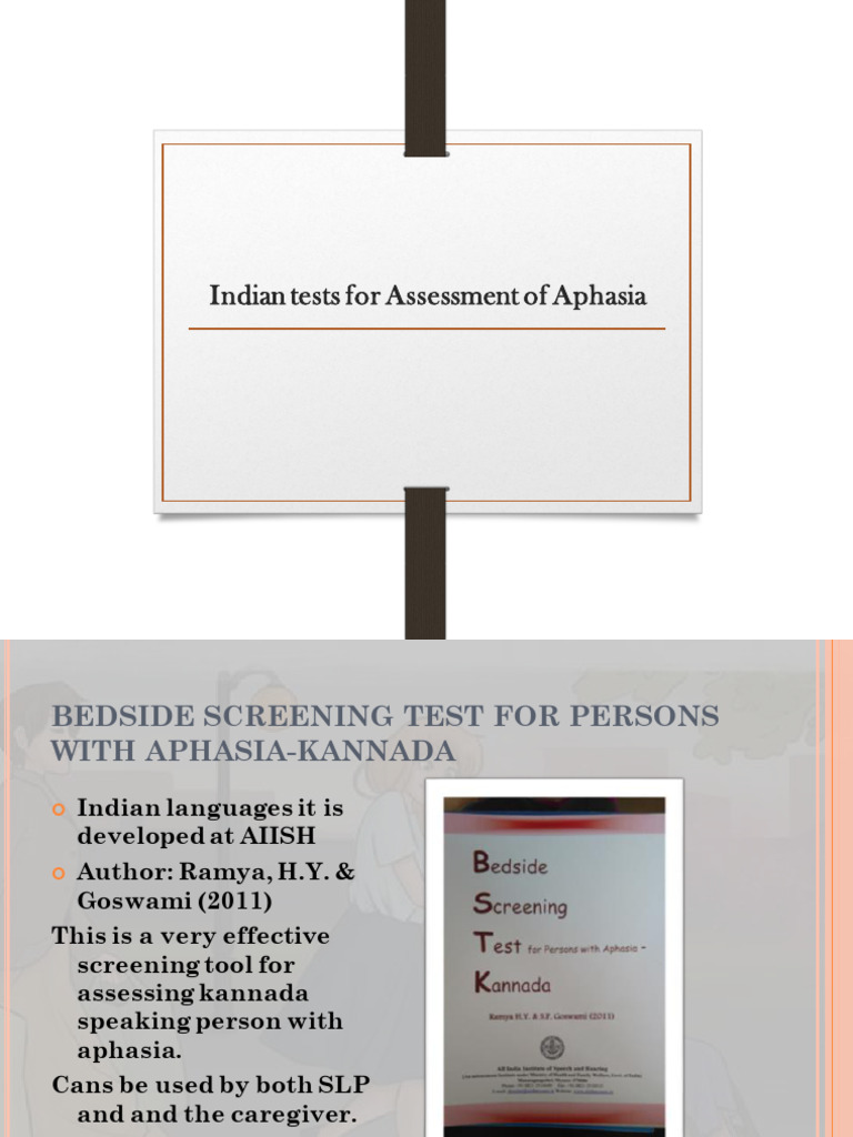 Indian Tests For Aphasia | PDF | Speech | Aphasia