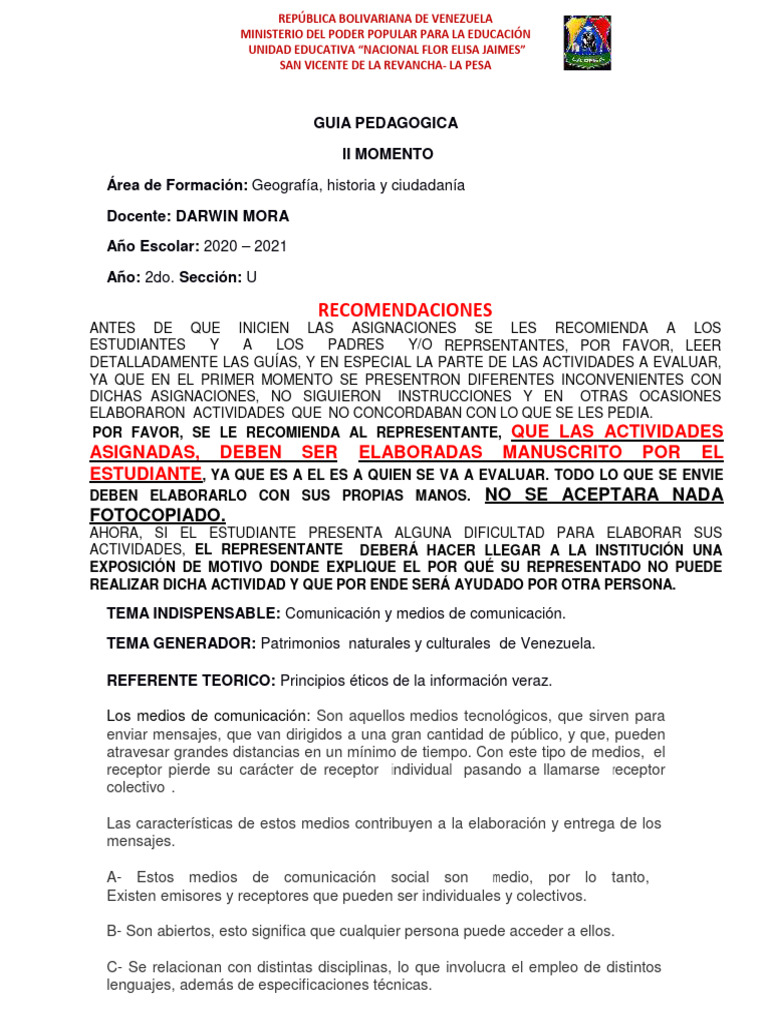 Guia de GHC 2do Año | PDF