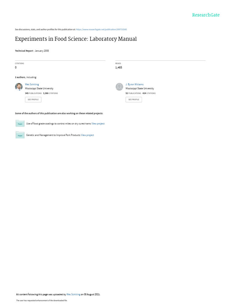 Experimentsin Food Science Lab Manual | PDF | Gluten | Flour