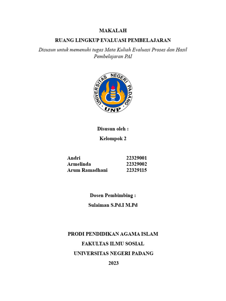 Evaluasi Pembelajaran PAI | PDF