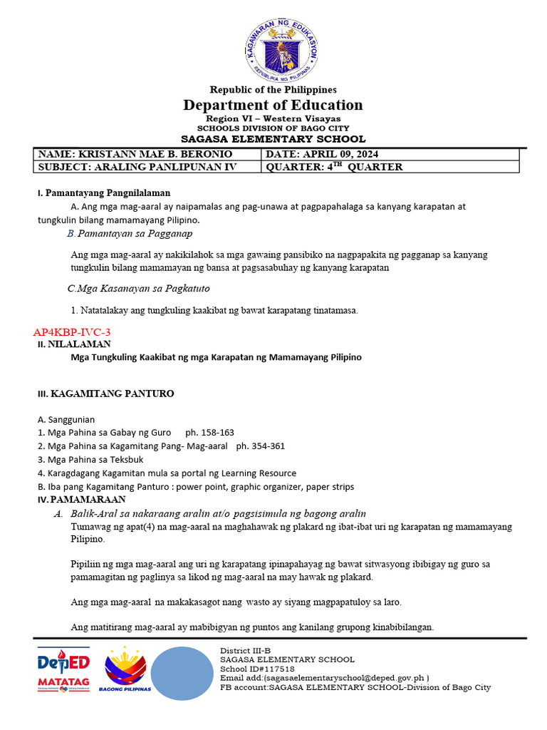 Cot 4TH Quarter | PDF